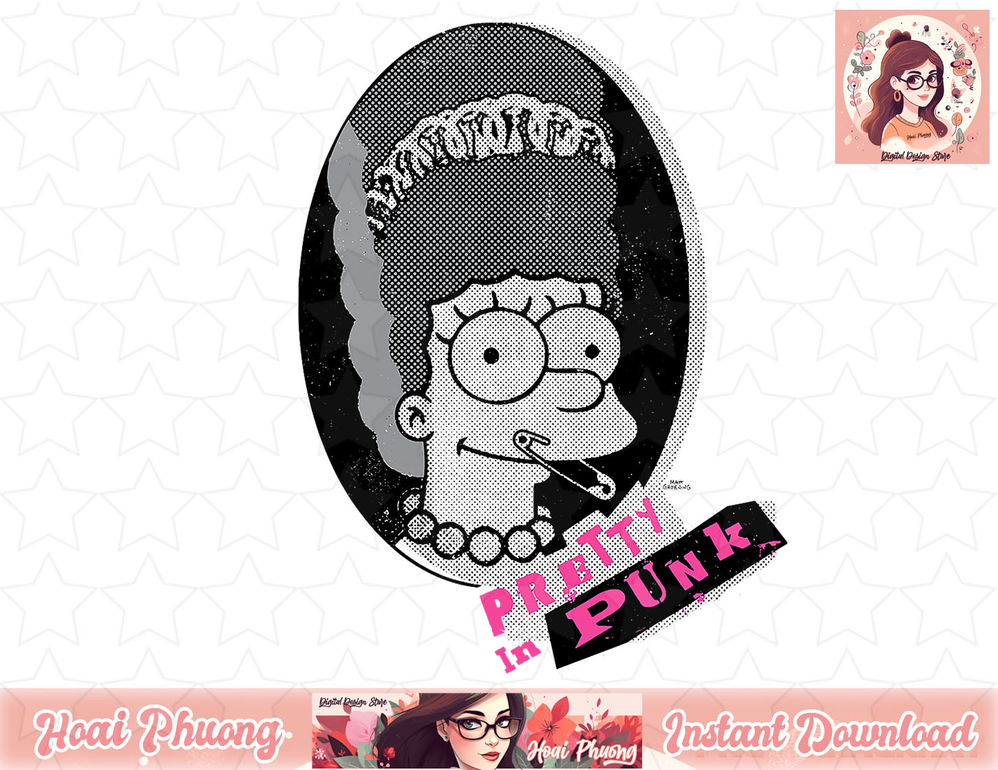 The Simpsons Marge Simpson Pretty in Punk png, instant downl - Inspire Uplift