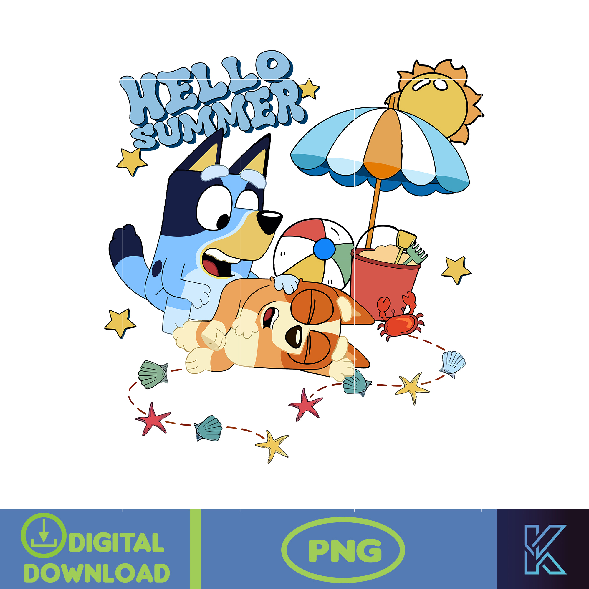 Bluey Bingo Hello Summer PNG, Bluey And Bingo Heeler Family | Inspire ...