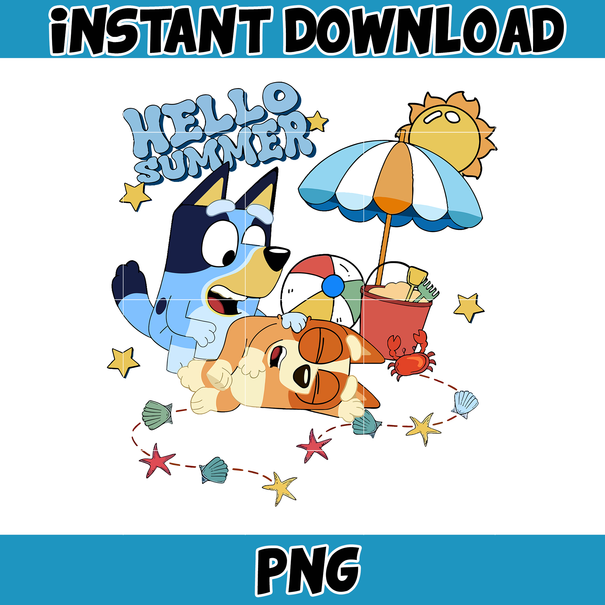 Bluey Bingo Hello Summer PNG, Bluey And Bingo Heeler Family - Inspire ...