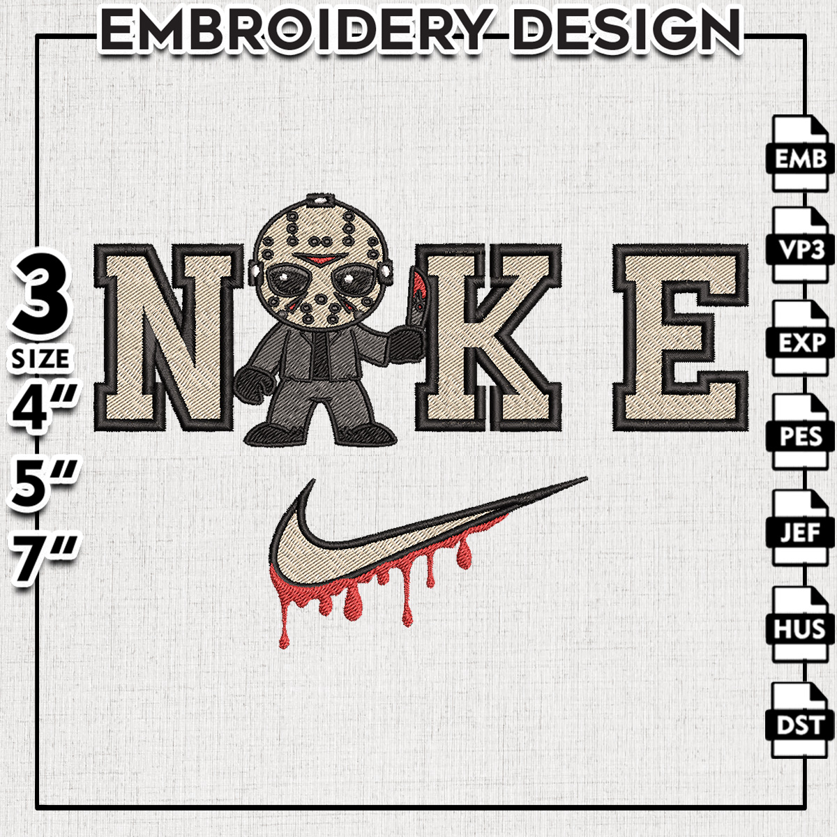 Jason Voorhees Halloween Embroidery Designs, Horror Characte | Inspire ...