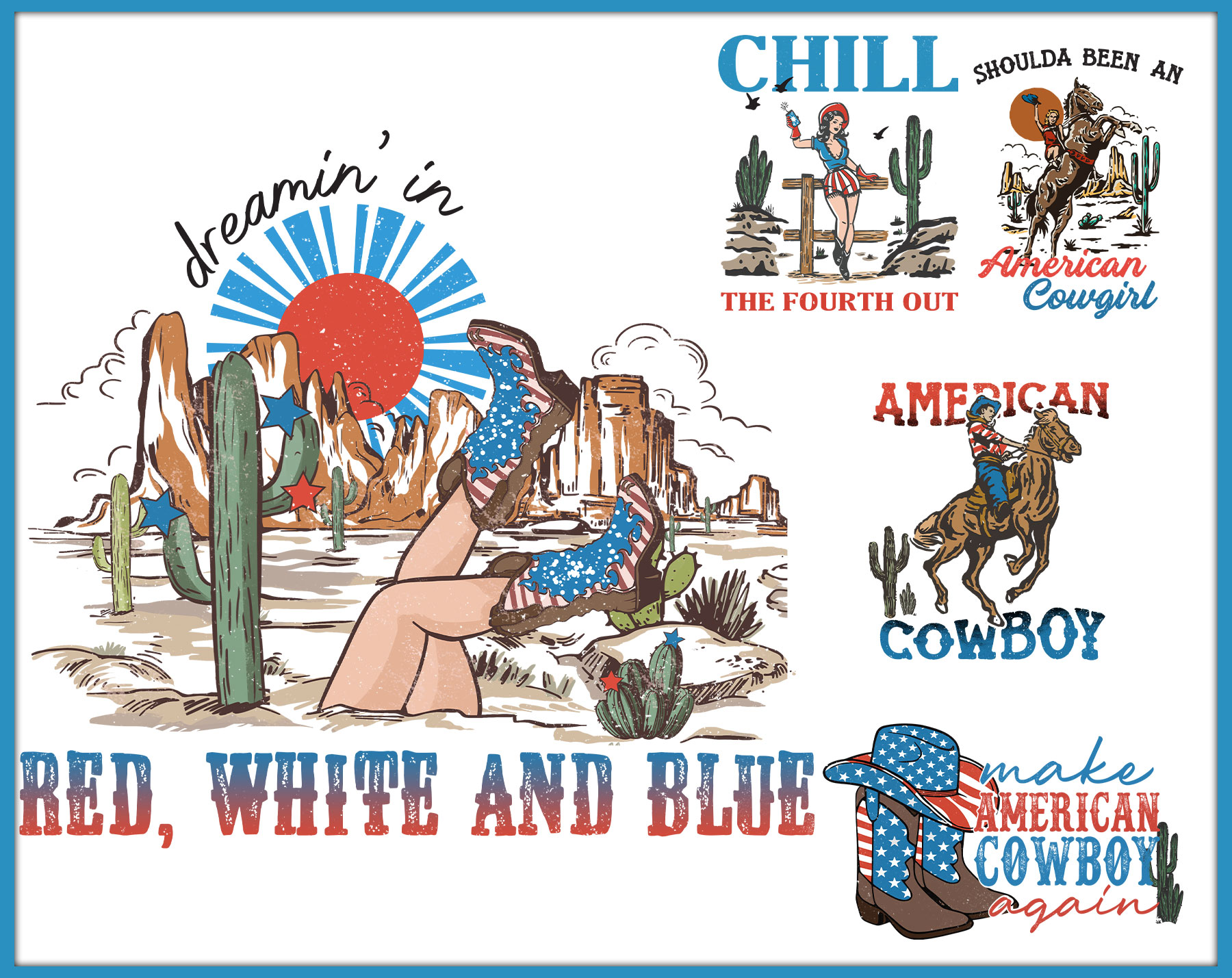 Western 4th Of July Png Bundle, Country USA Png, Western Ame - Inspire ...