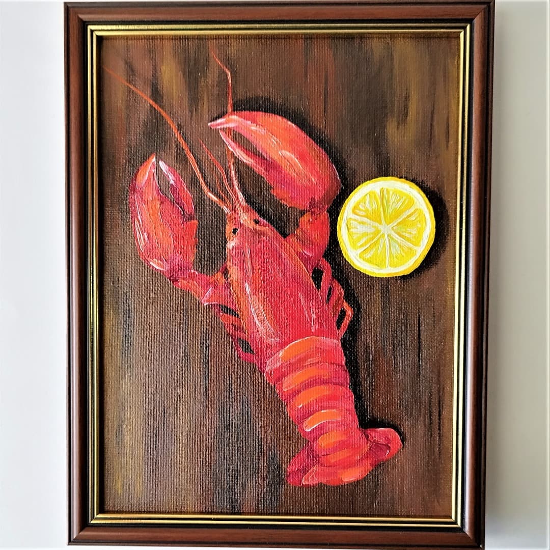 Lobster Acrylic Painting Food Art: Add Kitchen Wall Decor | Inspire Uplift