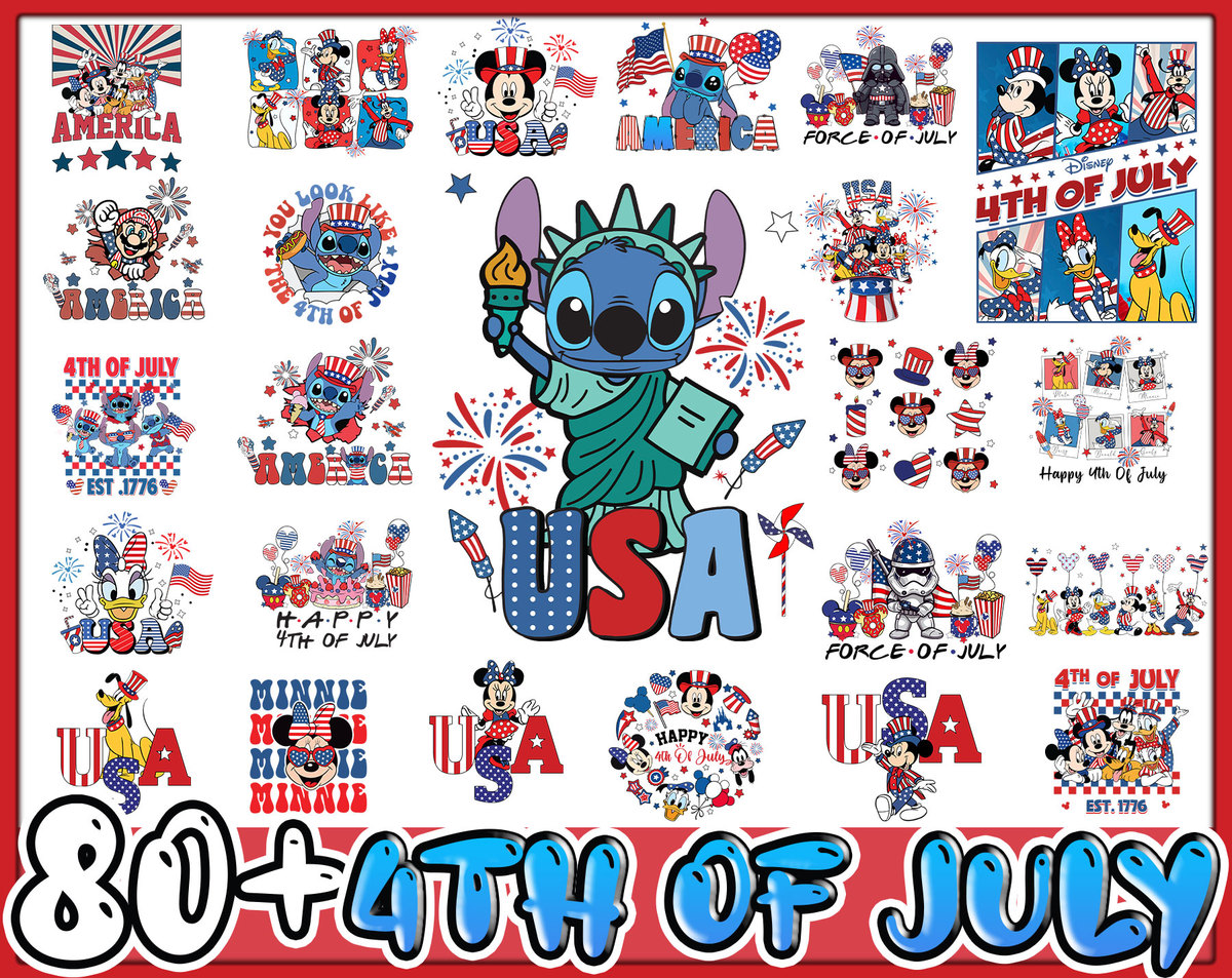 Cartoon Characters 4th Of July Svg Png Bundle, Blue Characte | Inspire ...