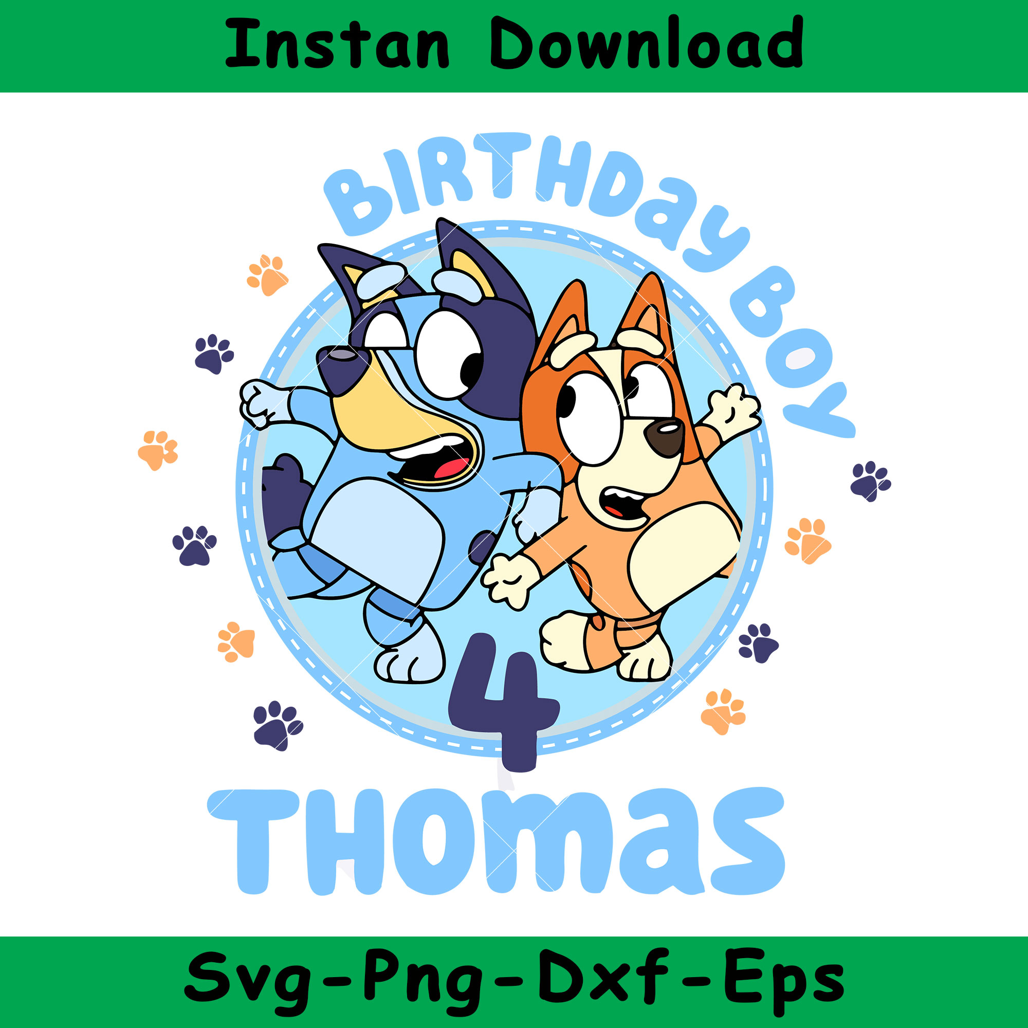 4th Thomas Bluey Birthday Boy Svg, Bluey Birthday Svg, Bluey | Inspire ...