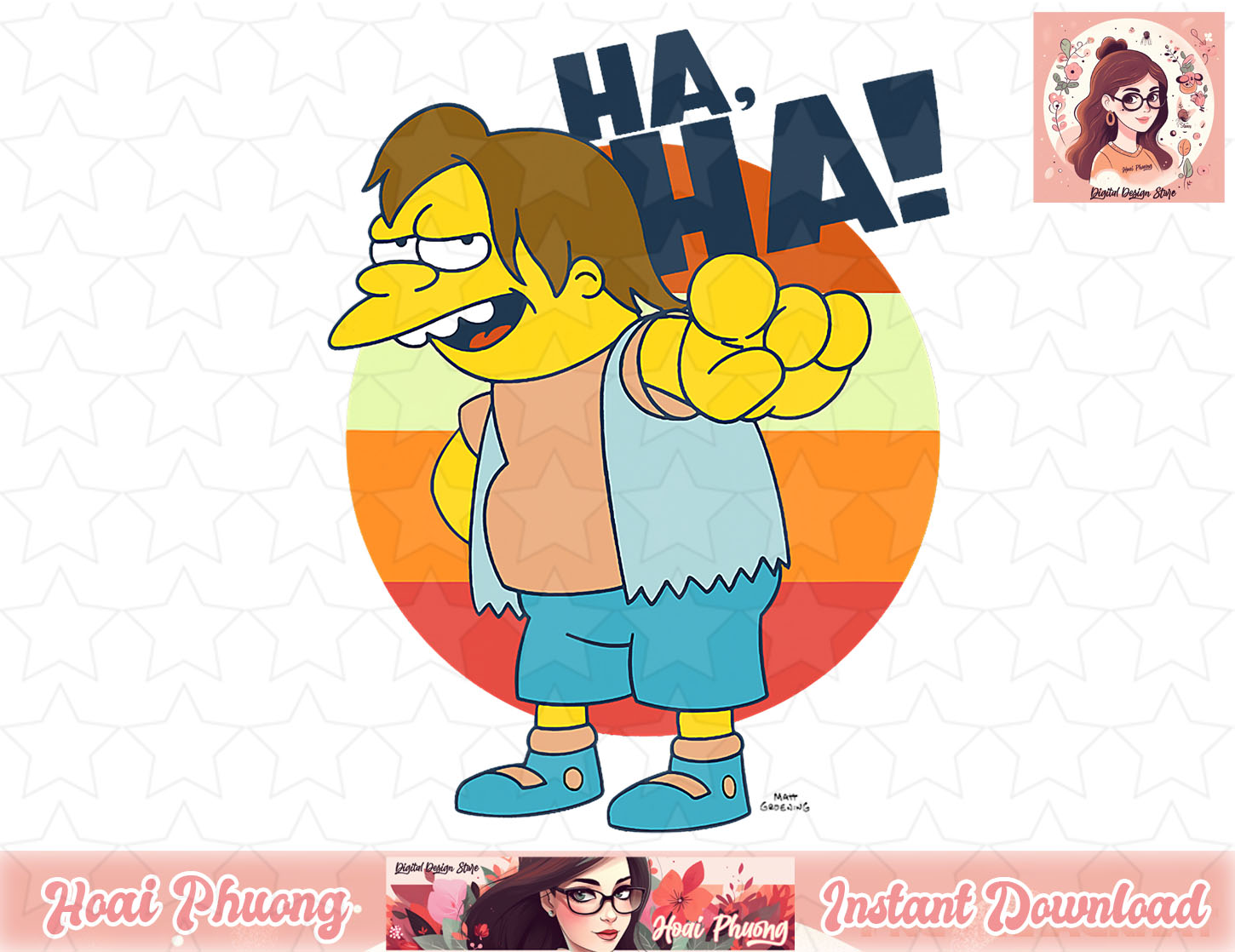 The Simpsons Nelson HAHA C2 png, instant download | Inspire Uplift
