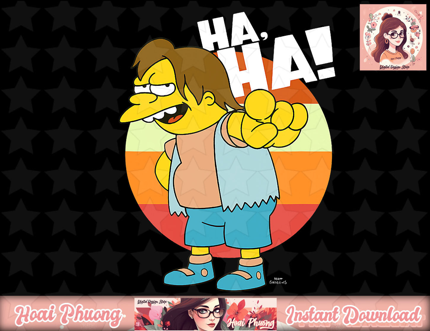 The Simpsons Nelson HAHA png, instant download | Inspire Uplift