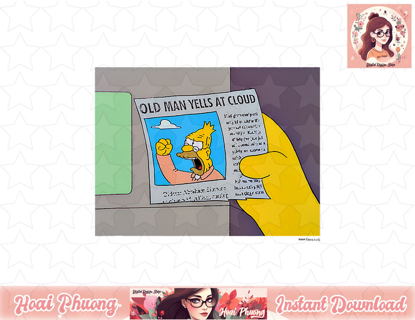 The Simpsons Old Man Yells At Cloud Newspaper V2 png, instan | Inspire ...