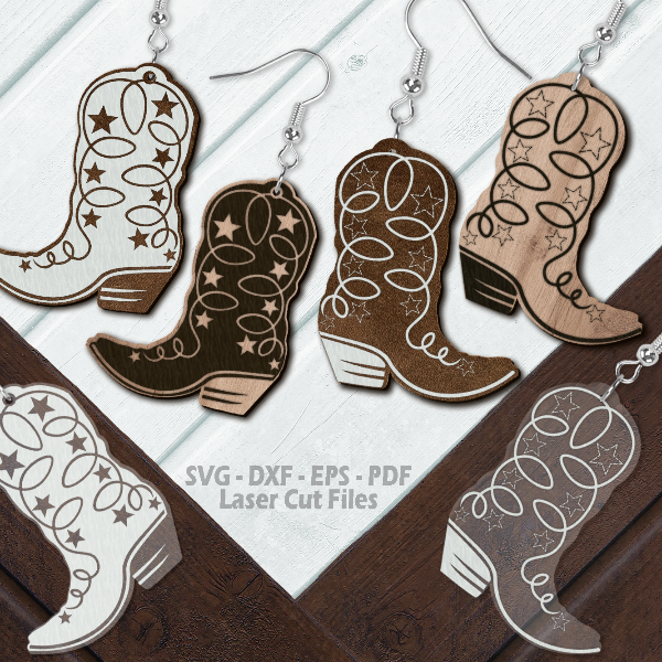 Cowboy Boot Earrings SVG Bundle | Laser Cut Files | Western | Inspire ...