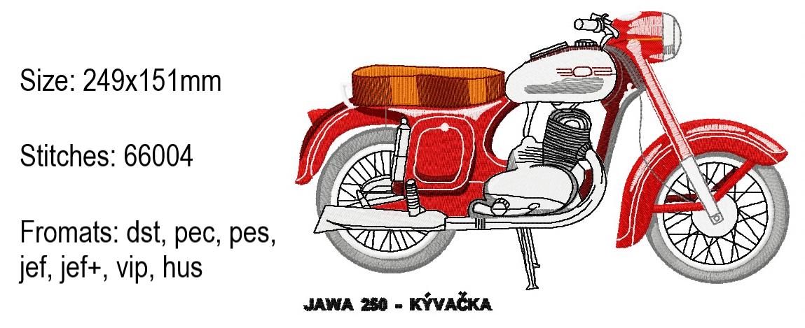 Jawa 250 embroidery design | Inspire Uplift