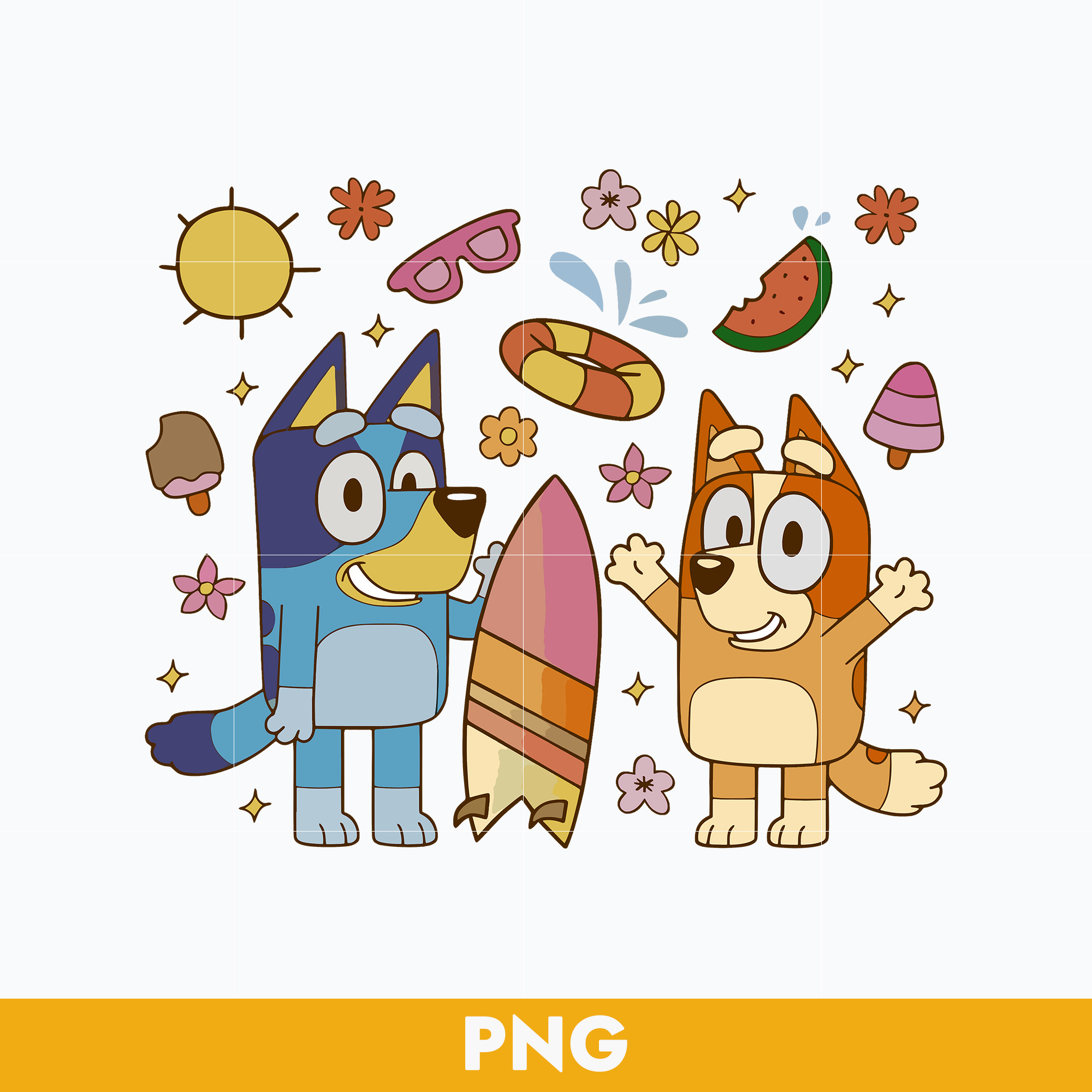 Bluey and Bingo Hello Summer Png, Bluey Vaction Png, Bluey P | Inspire ...