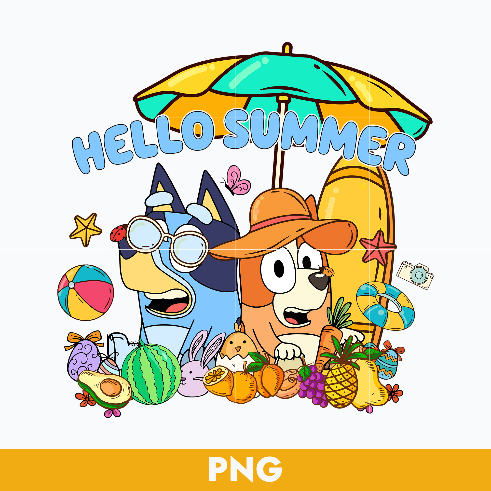 Bluey and Bingo Hello Summer Png, Bluey and Bingo Vaction Pn | Inspire ...