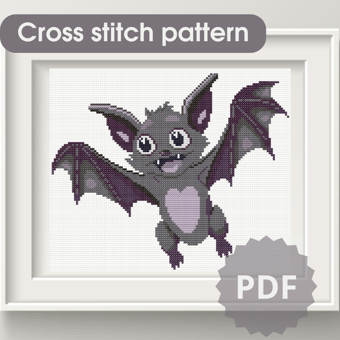 Cross stitch pattern Bat, cross stitch pattern Halloween | Inspire Uplift