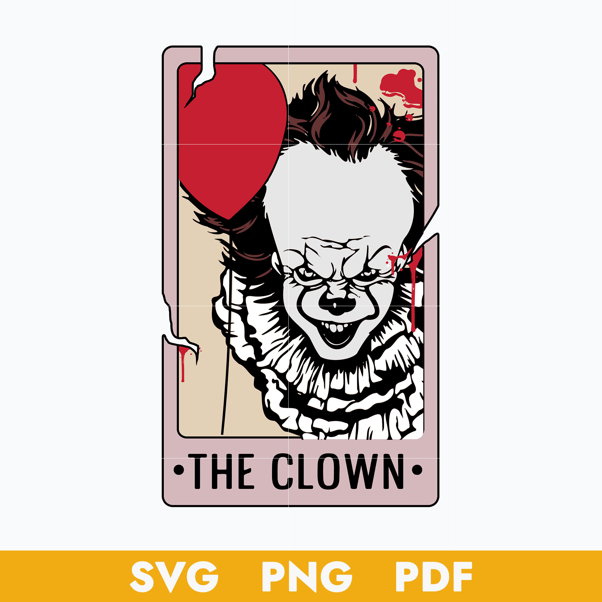 The Clown Horror Cards Svg, Horror Tarot Cards Svg, Hallowee - Inspire ...