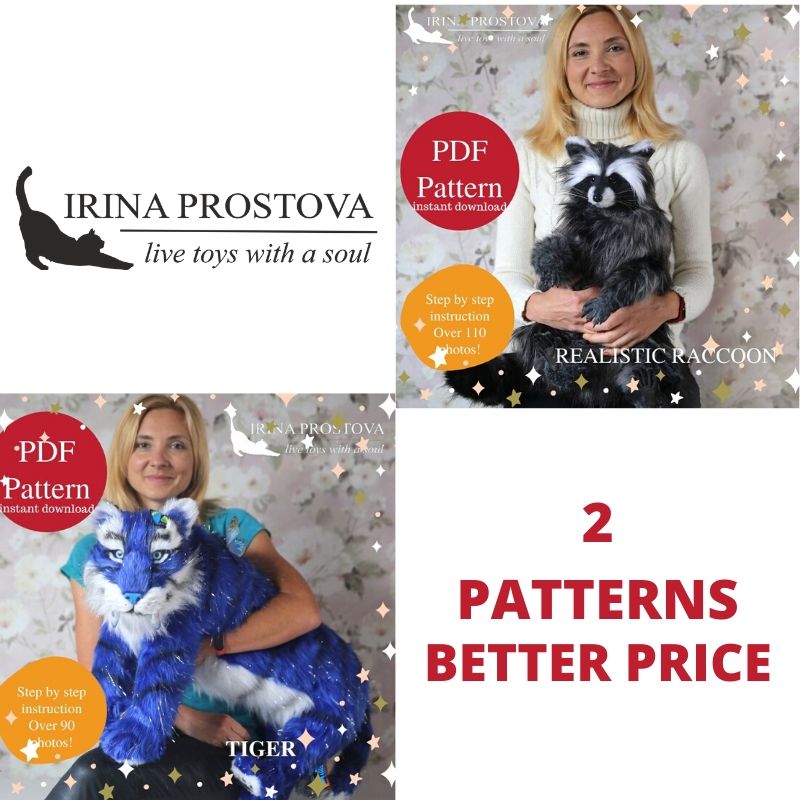 Raccoon and Tiger sewing pattern plush toy | instruction ho | Inspire ...