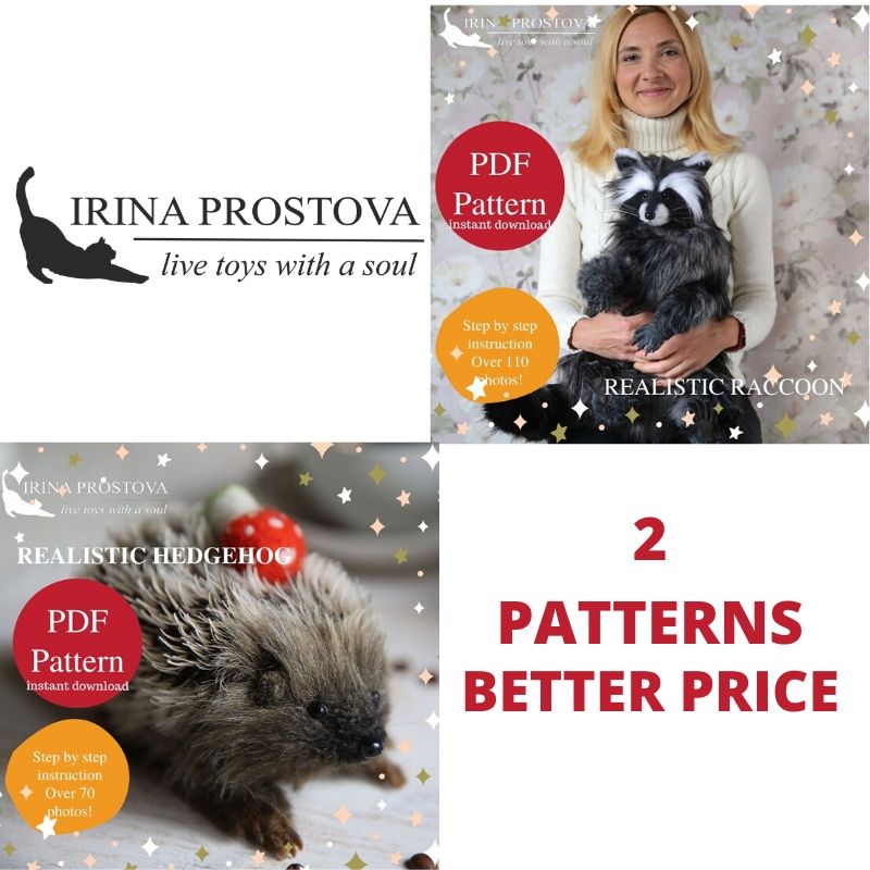 Raccoon and hedgehog sewing pattern plush toy | instruction | Inspire ...