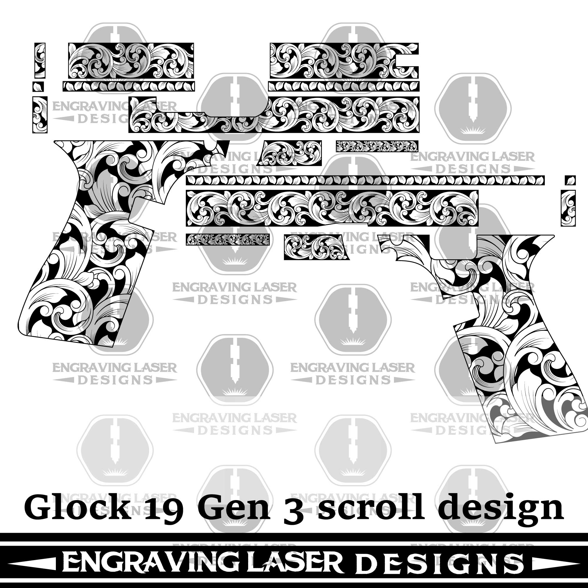 Engraving Laser Designs 19 Glock gen 3 Scroll Design | Inspire Uplift