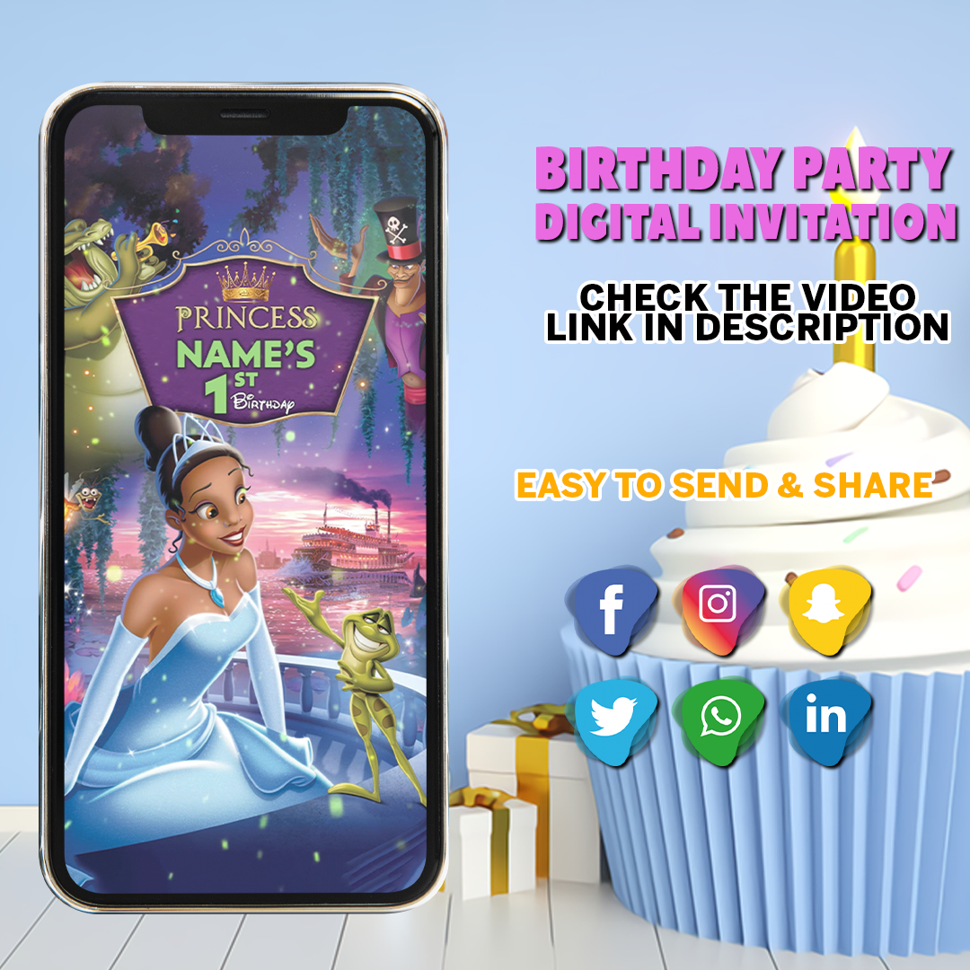 Princess Tiana Video Invitation, Birthday Animated Invitatio | Inspire ...