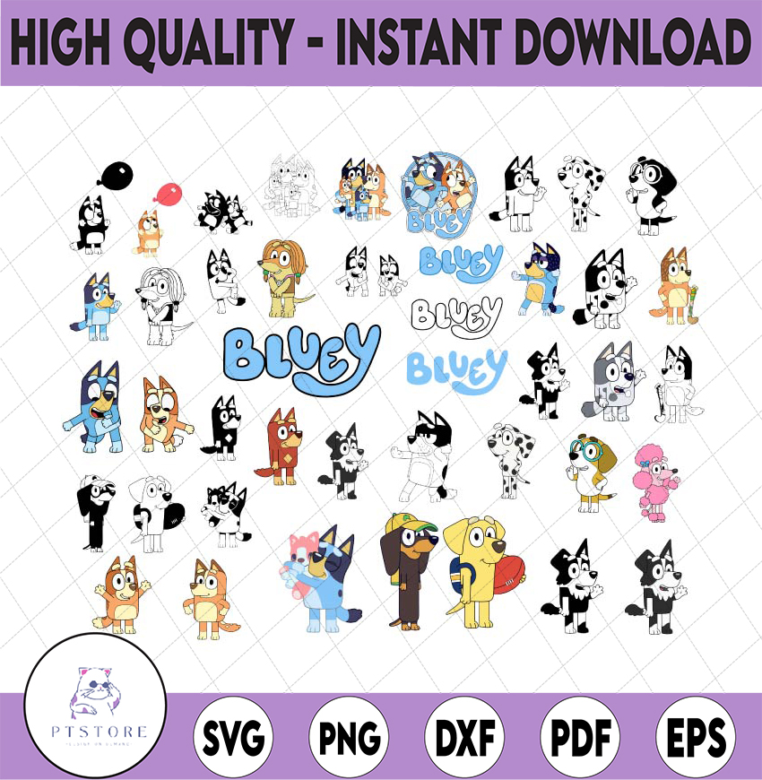 40 Designs Bluey SVG Bundle | Bluey svg | Bluey birthday | B - Inspire ...