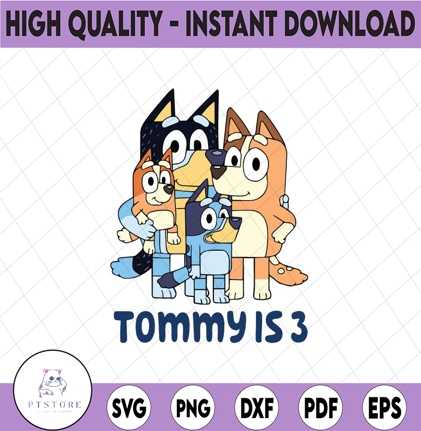 Bluey Birthday Party Svg, Personalized Bluey Svg Birthday Gi | Inspire ...