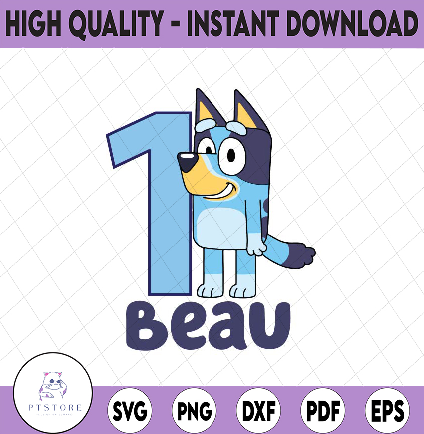 Custom Name Bluey, Personalized Name and Age Bluey Birthday - Inspire ...