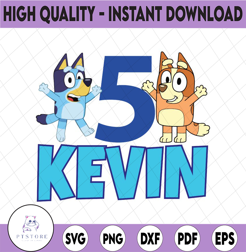 Bluey and Bingo Personalized Name and Age Svg, Bluey Family - Inspire ...