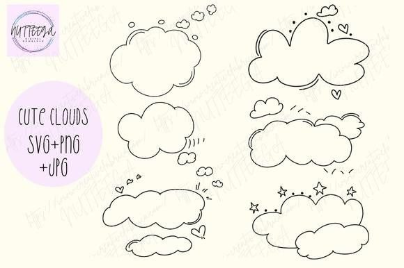 Clouds Bundle Svg,Cloud Outline Svg Png | Inspire Uplift