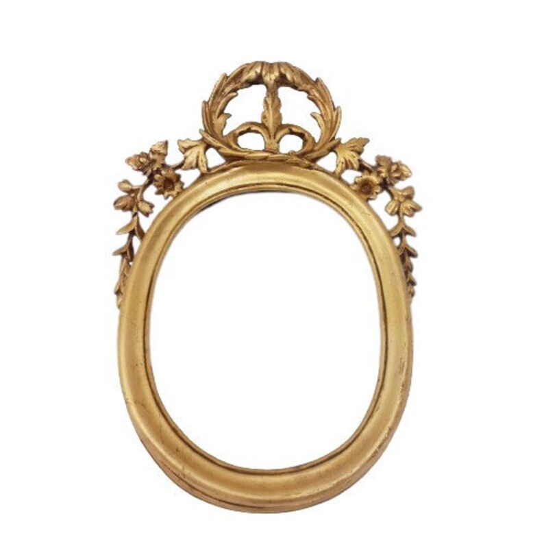 Oval medallion frame Gold 24k Italian baroque wood carved | Inspire Uplift