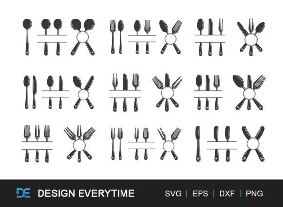 Cutlery Monogram Bundle SVG, Silhouette Cutlery Monogram Bun | Inspire ...