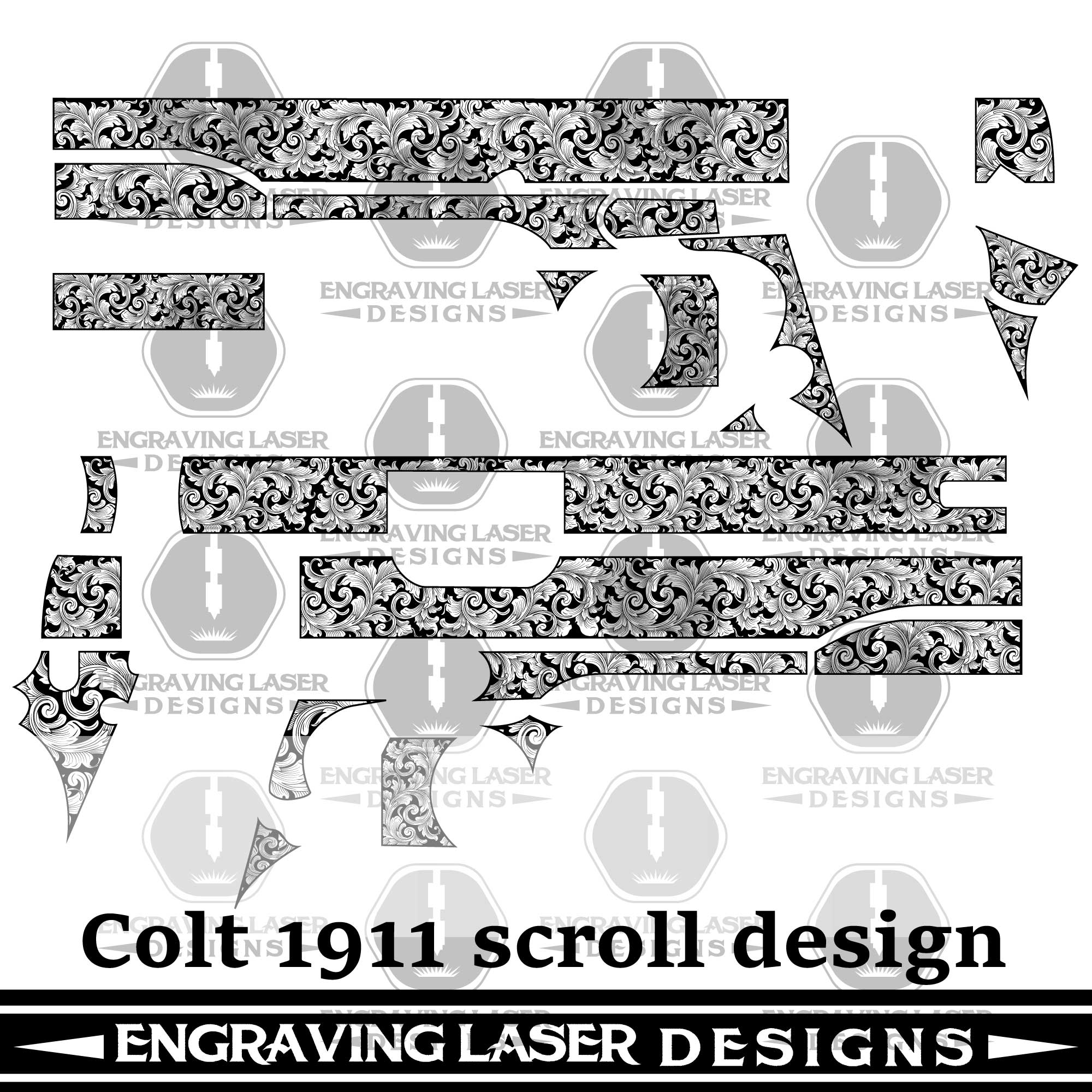 Engraving Laser Designs Colt 1911 scroll design | Inspire Uplift
