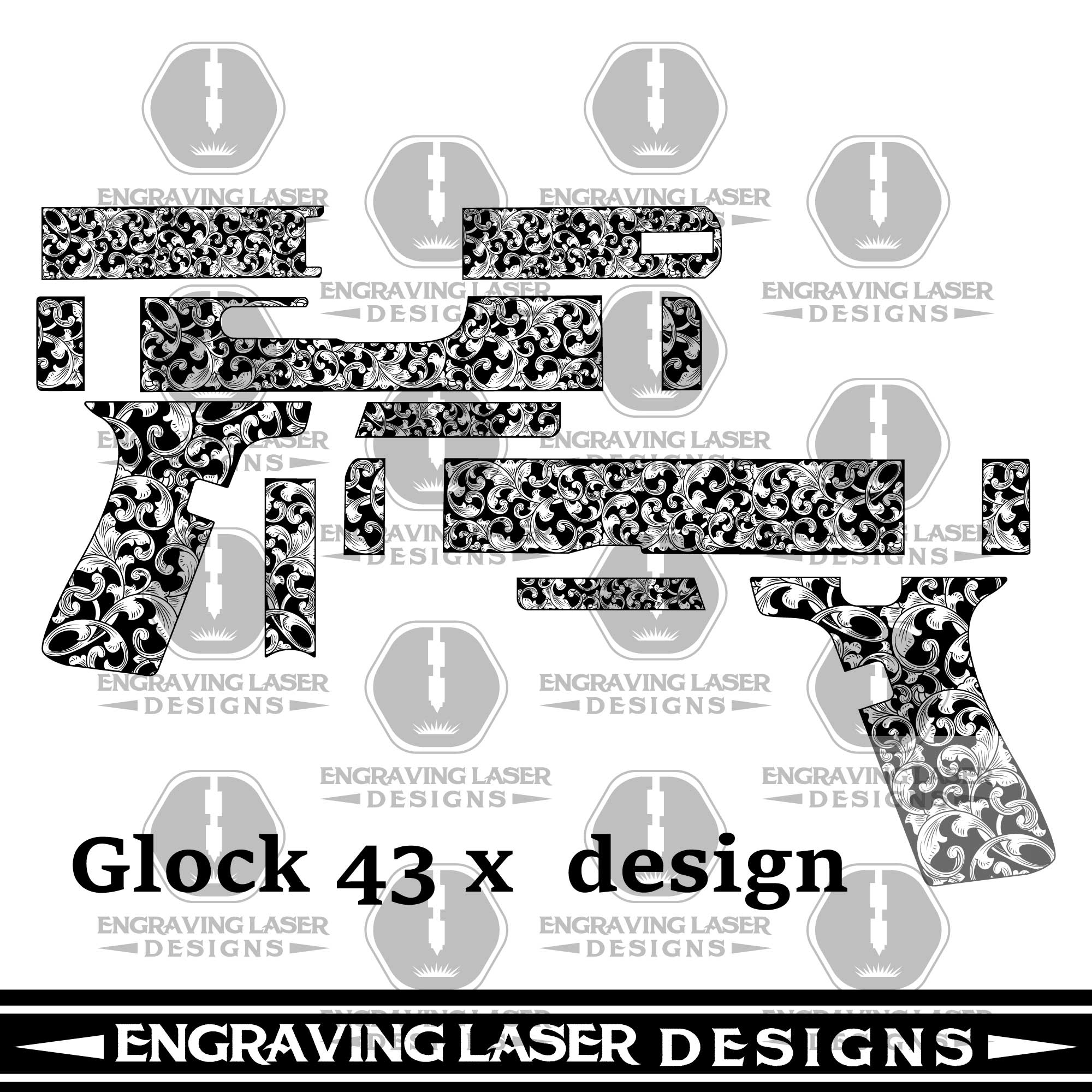 Engraving Laser Designs Glock 43 X Scroll Design | Inspire Uplift
