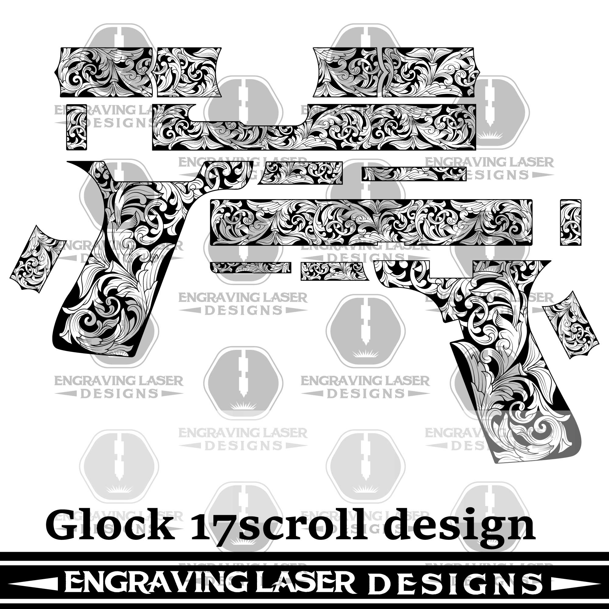 Engraving Laser Designs Glock 17 Scroll design | Inspire Uplift