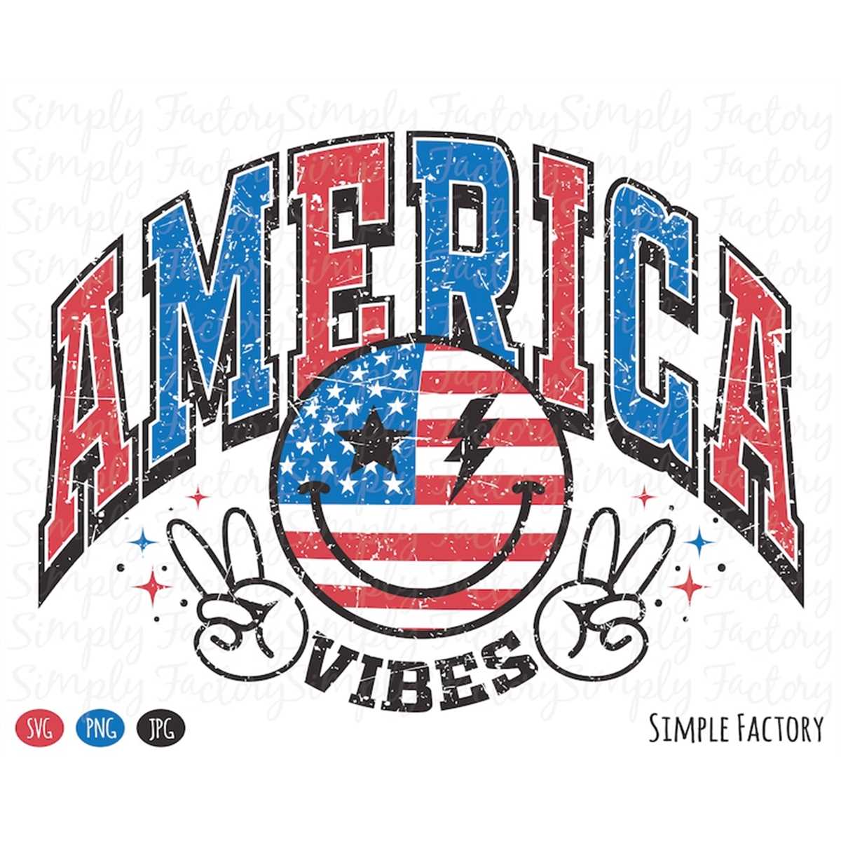 Retro Star Lightning American Vibes Flag Smiley Svg Png, Ame | Inspire ...