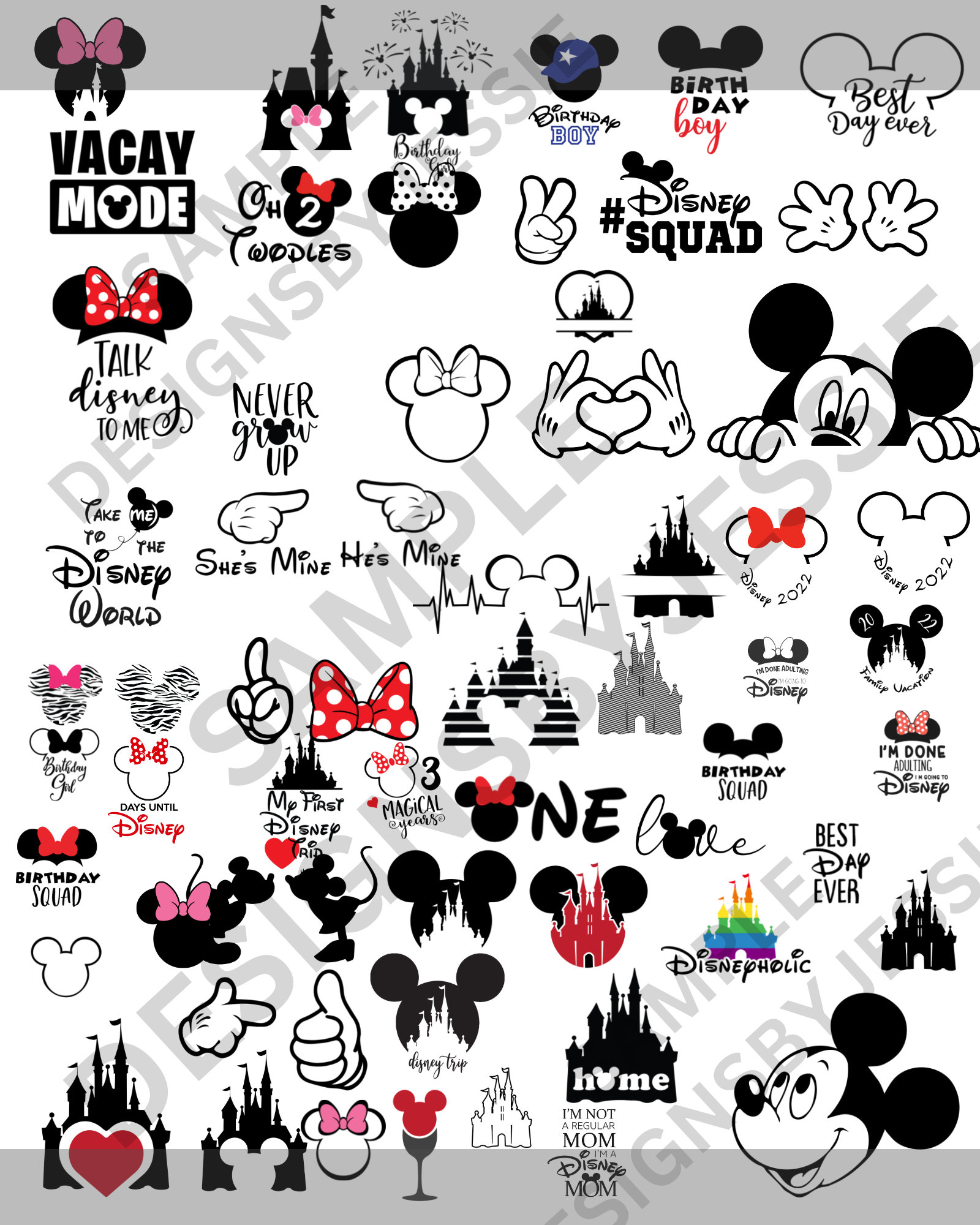 Mega Bundle 62 PNG,SVG,DFX Mickey,Minnie, Vacation, Birthday | Inspire ...