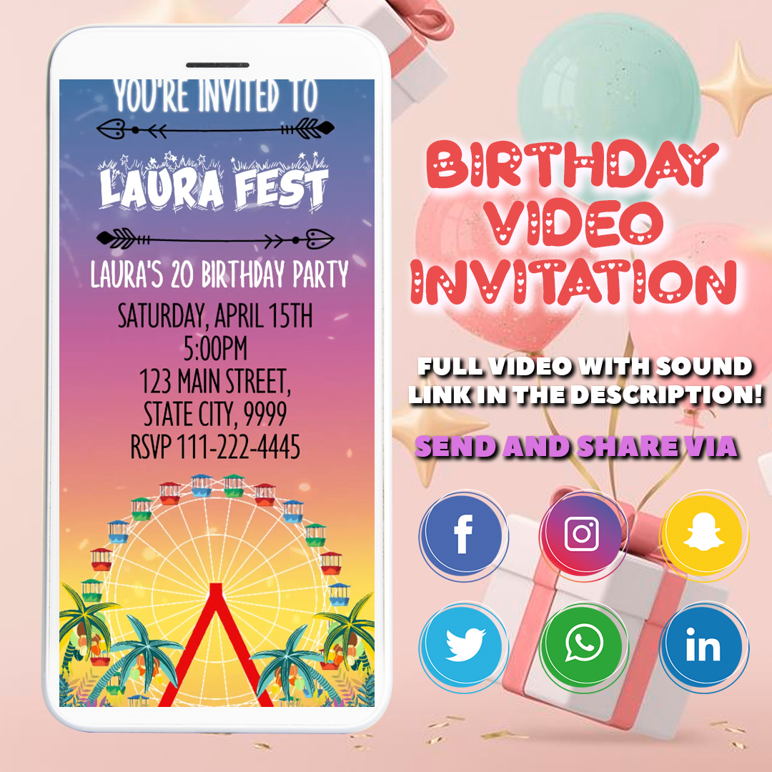 Festival Video Invitation, Ferris Wheel Party Video Invite, | Inspire ...
