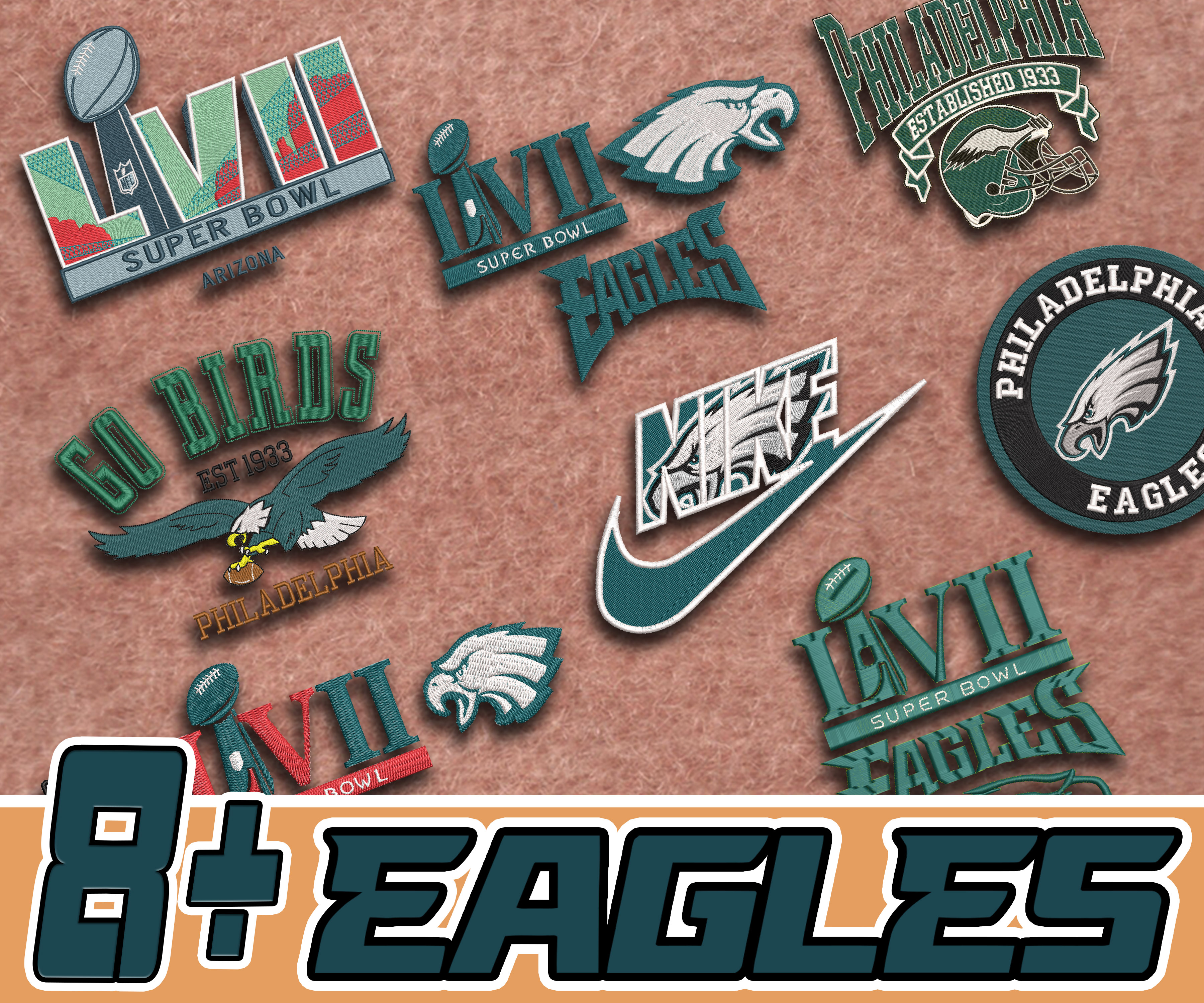8 NFL Philadelphia Eagles Embroidery Bundle, NFL Football Lo | Inspire ...