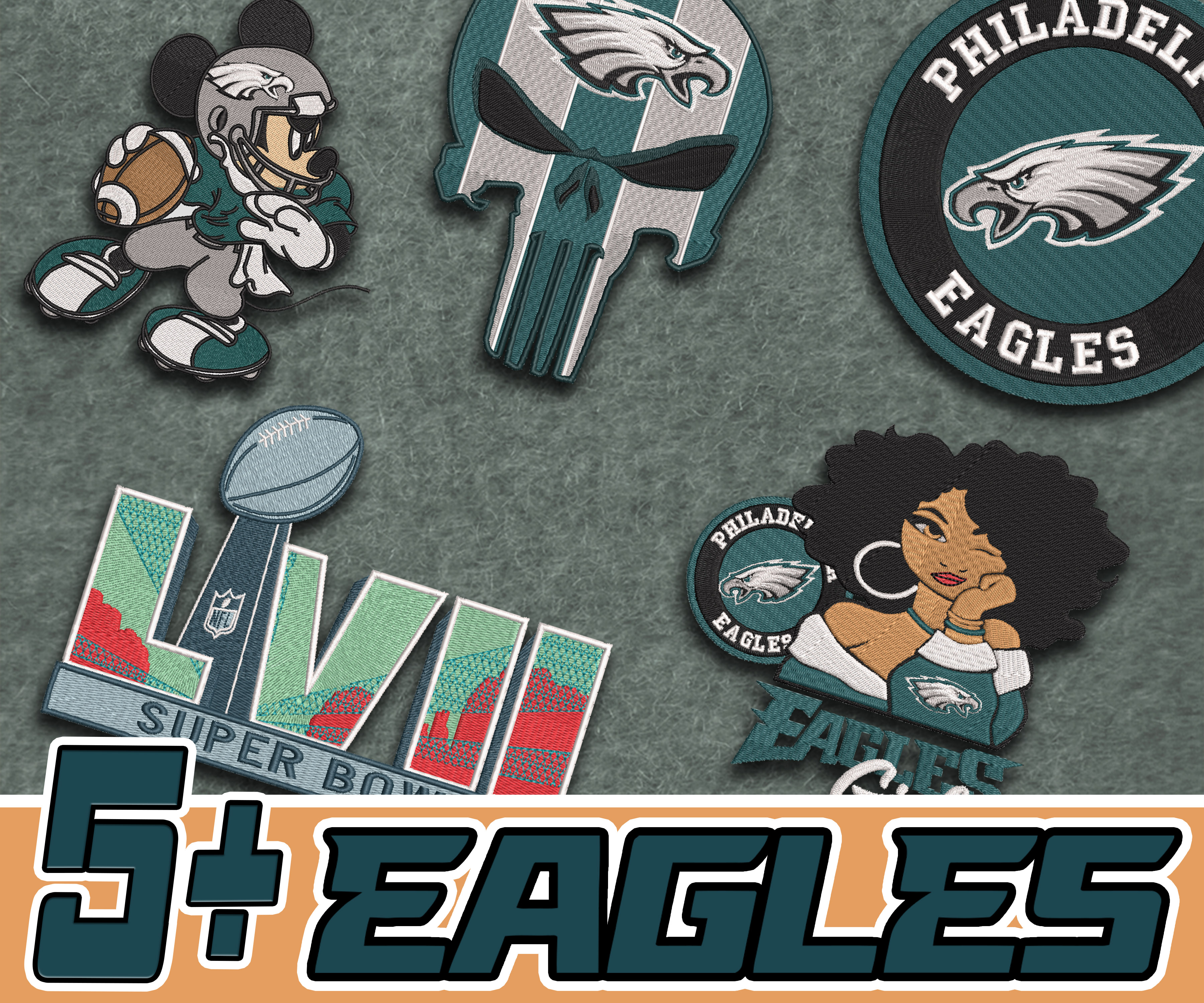 5 NFL Philadelphia Eagles Embroidery Bundle, NFL Football Lo | Inspire ...