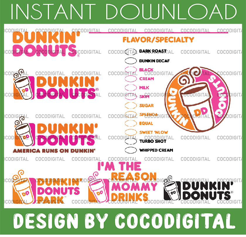 Dunkin' Donuts bundle svg, Dunkin' Donuts Coffee Cup Inspire | Inspire ...