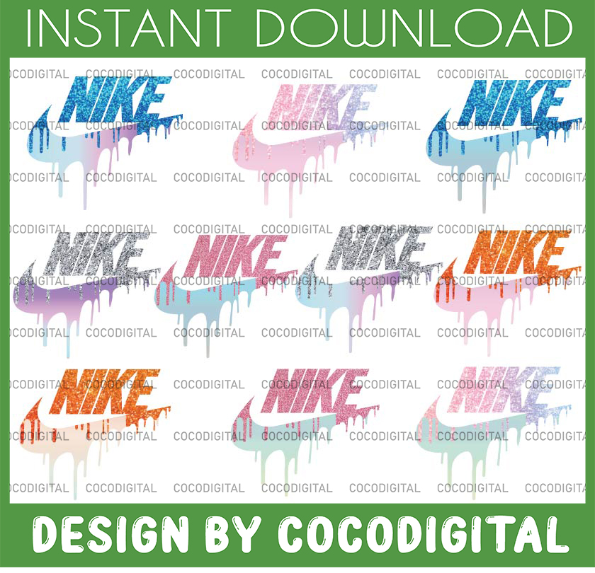 Drip Glitter Nike Sports Brands Logo PNG Bundle, 10 Files Hi | Inspire ...