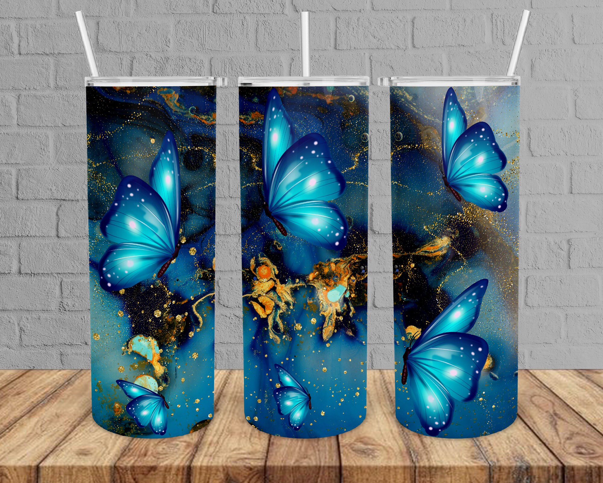 Blue Marble Butterfly Tumbler, Blue Marble Butterfly Skinny | Inspire ...