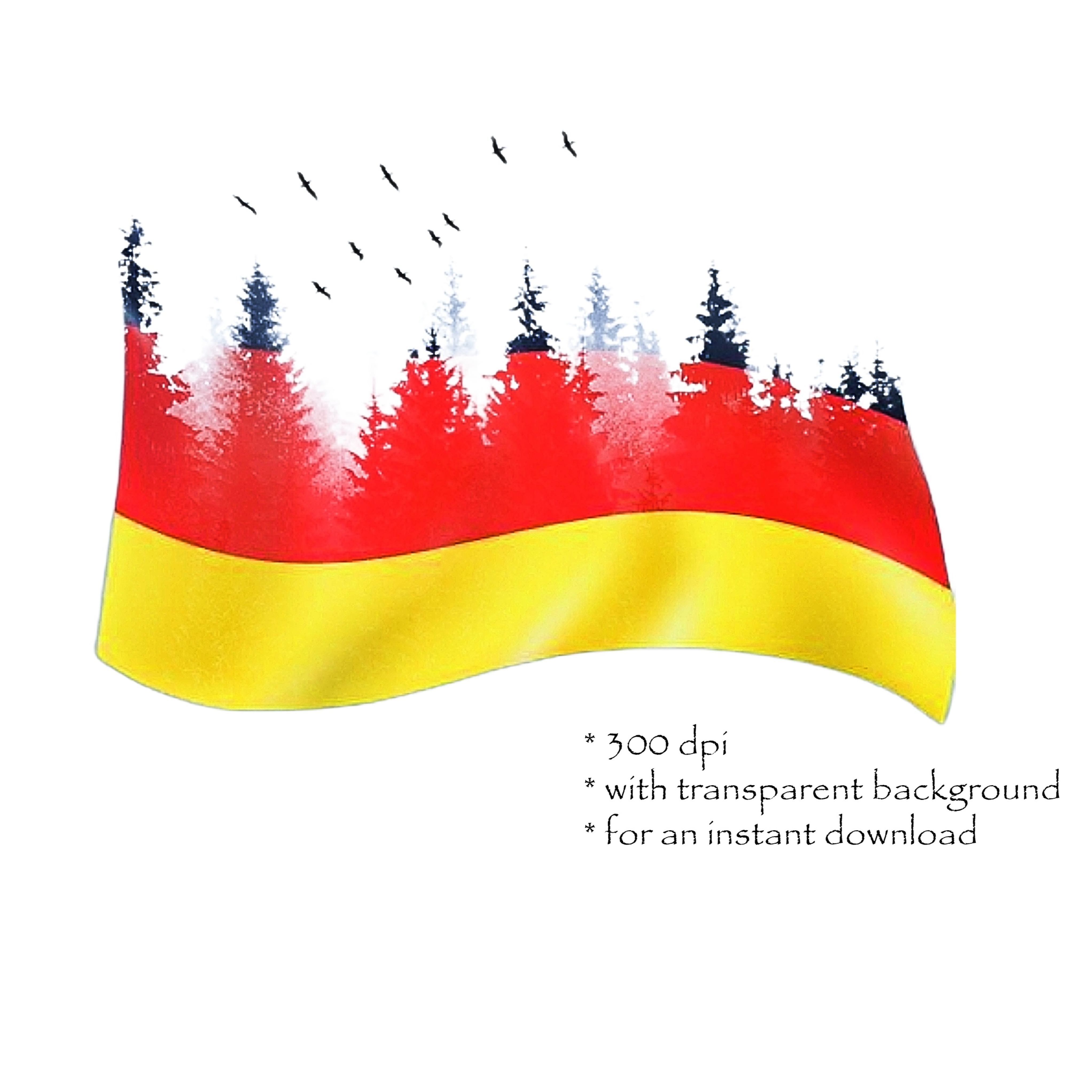 German flag. PNG transparent background. Instant download | Inspire Uplift