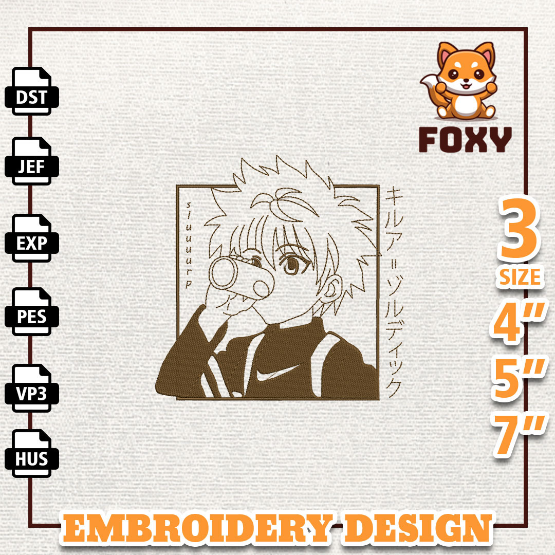 Killua Anime Design, Anime Embroidery Design, Anime Machine - Inspire ...