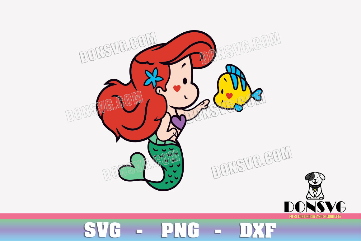 Chibi Ariel and Flounder SVG The Little Mermaid png clipart | Inspire ...