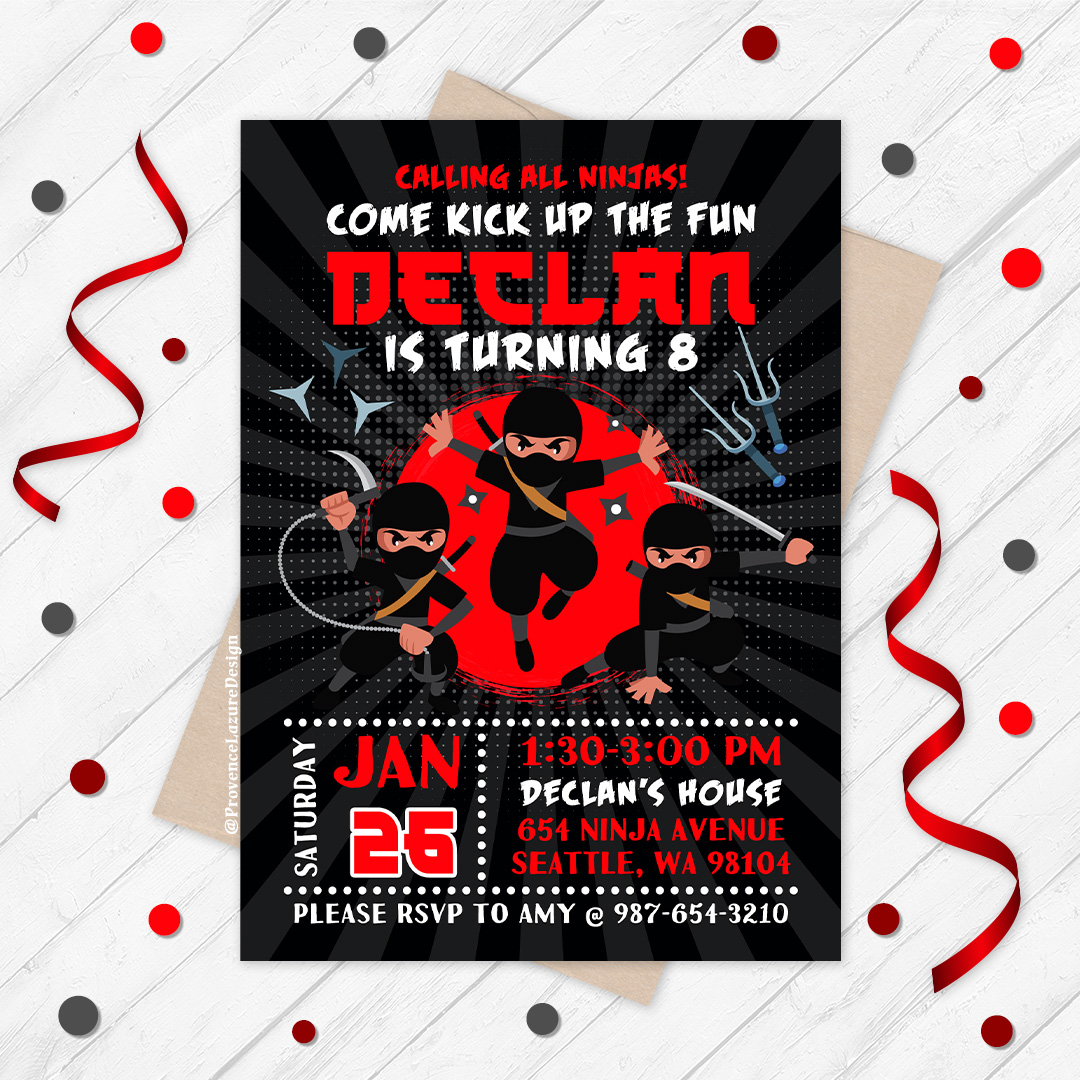 Ninja Invitation Printable Personalized Karate Invitation - Inspire Uplift