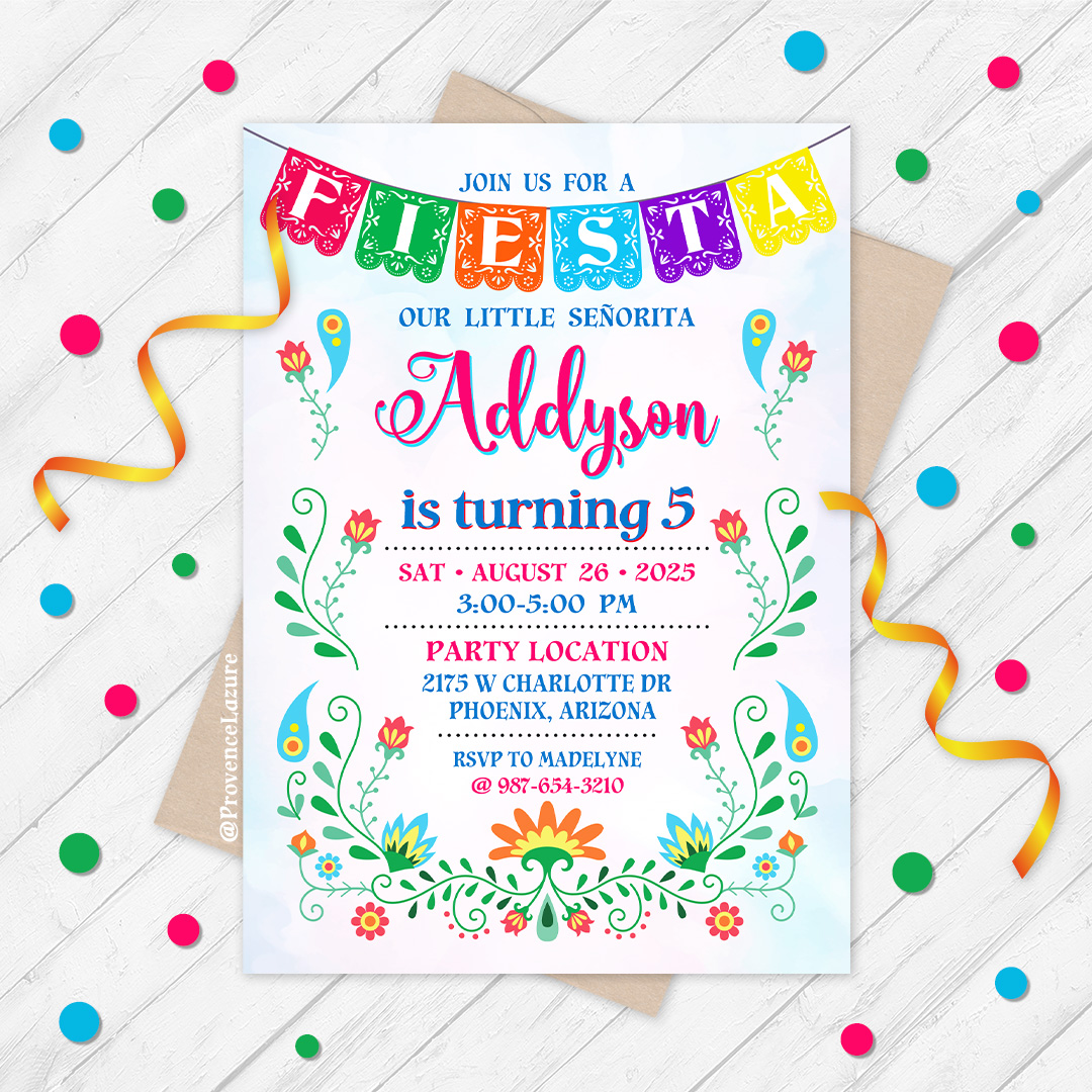 Fiesta Invitation Mexican Fiesta Birthday Invitation Card - Inspire Uplift