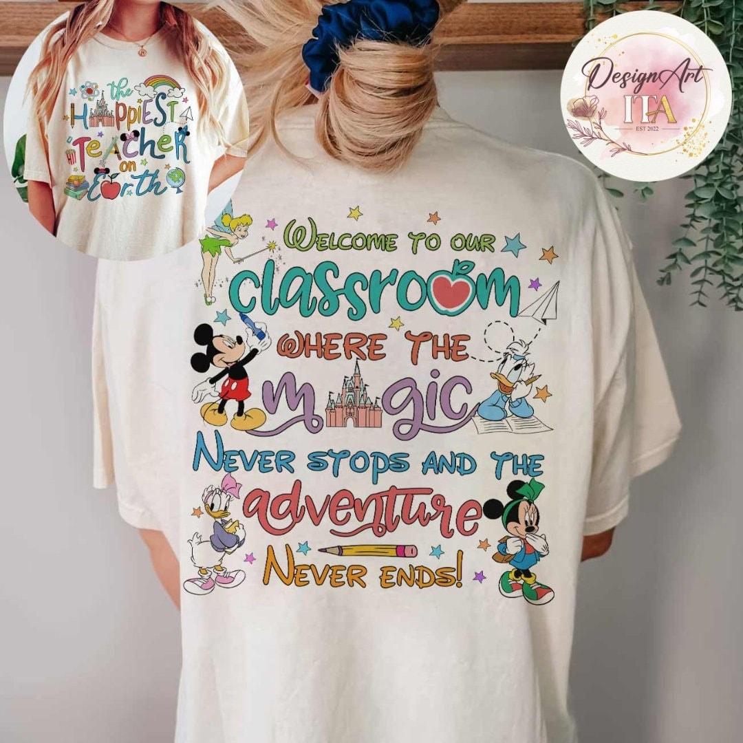 Two-sided Mickey and Friends Disney Happiest Teacher on Eart | Inspire ...