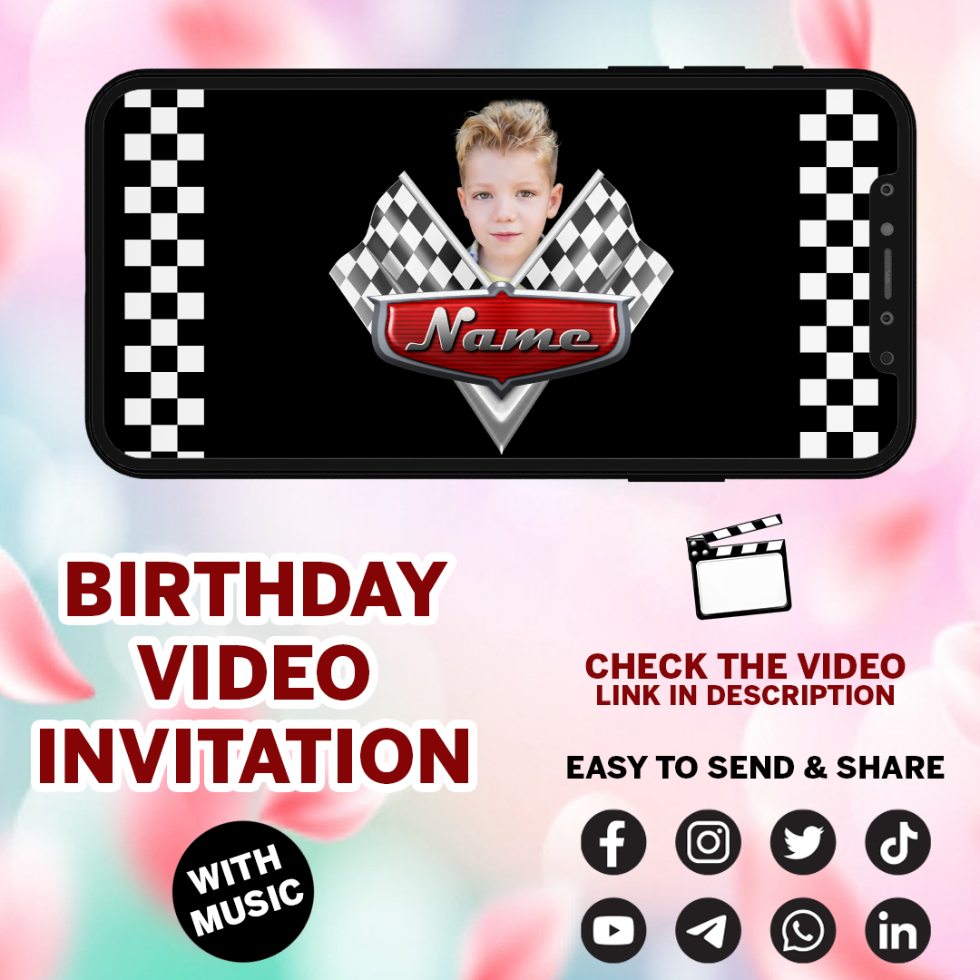 Cars Animated Video Birthday Invitation with Music, Birthday | Inspire ...