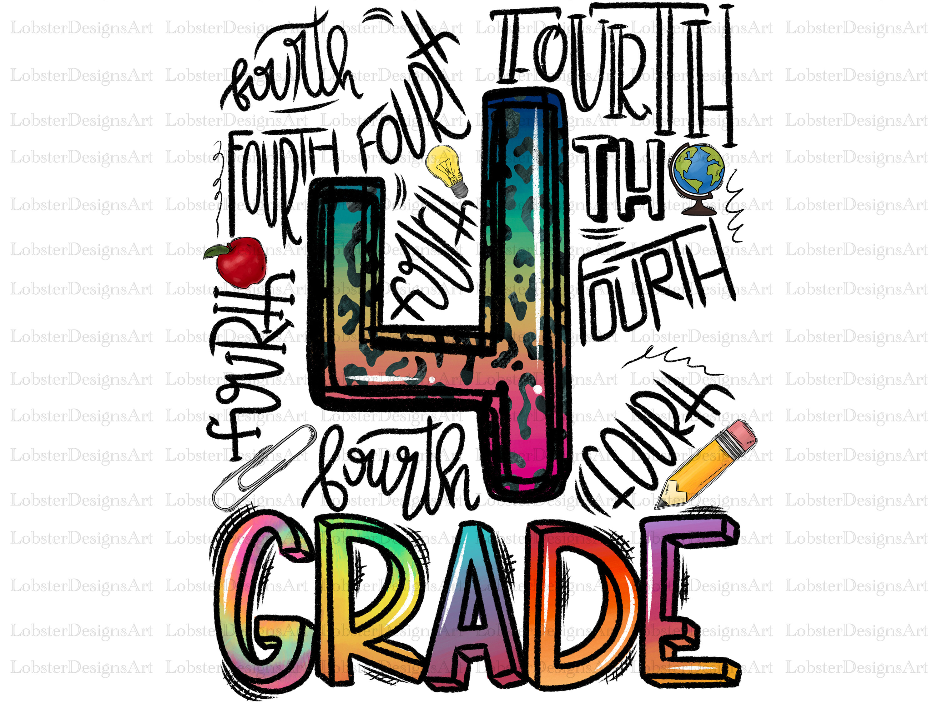 Back to school, Fourth Grade Leopard Clipart, PNG file for | Inspire Uplift