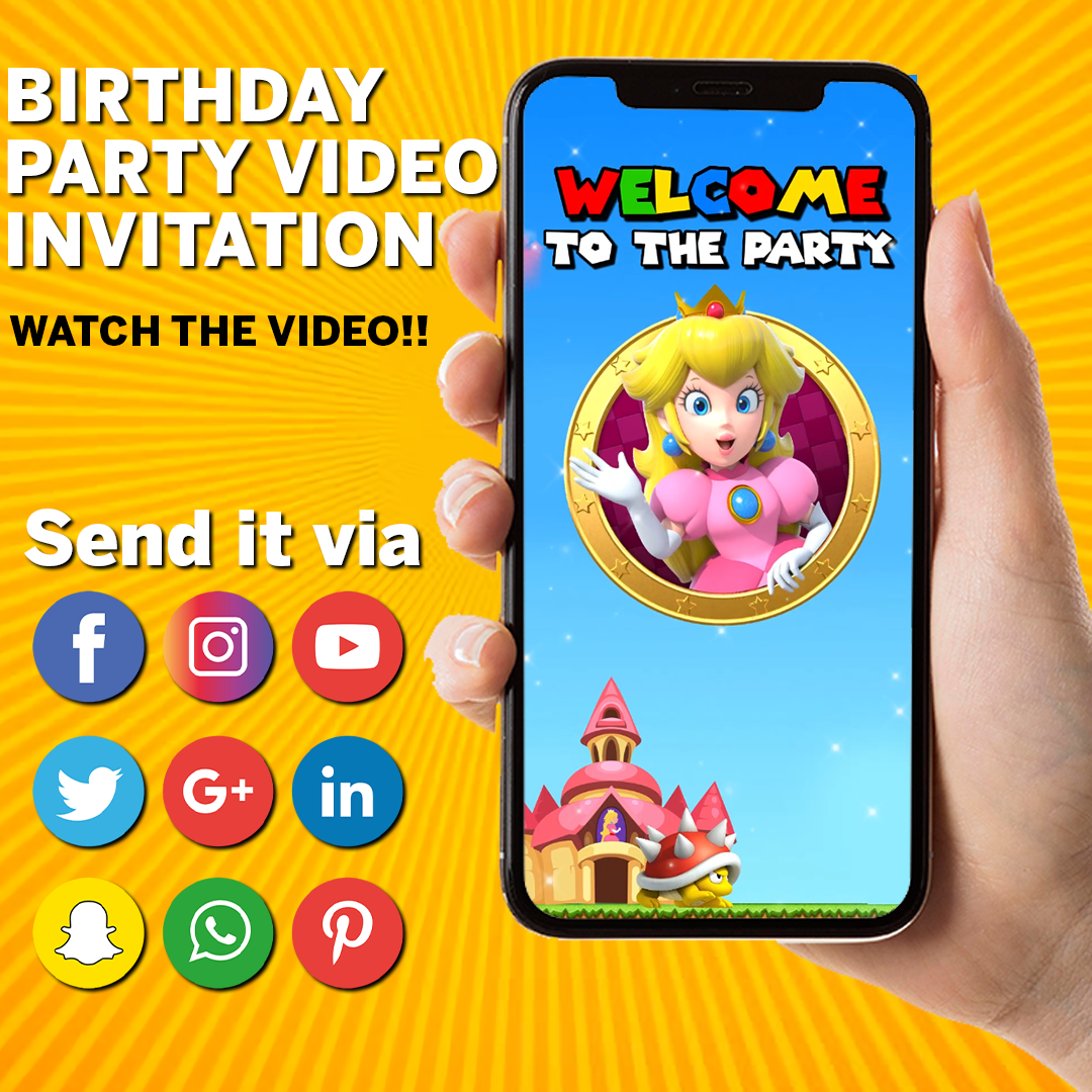 Princess Peach Video Invitation Princess Peach Birthday Inv Inspire Uplift