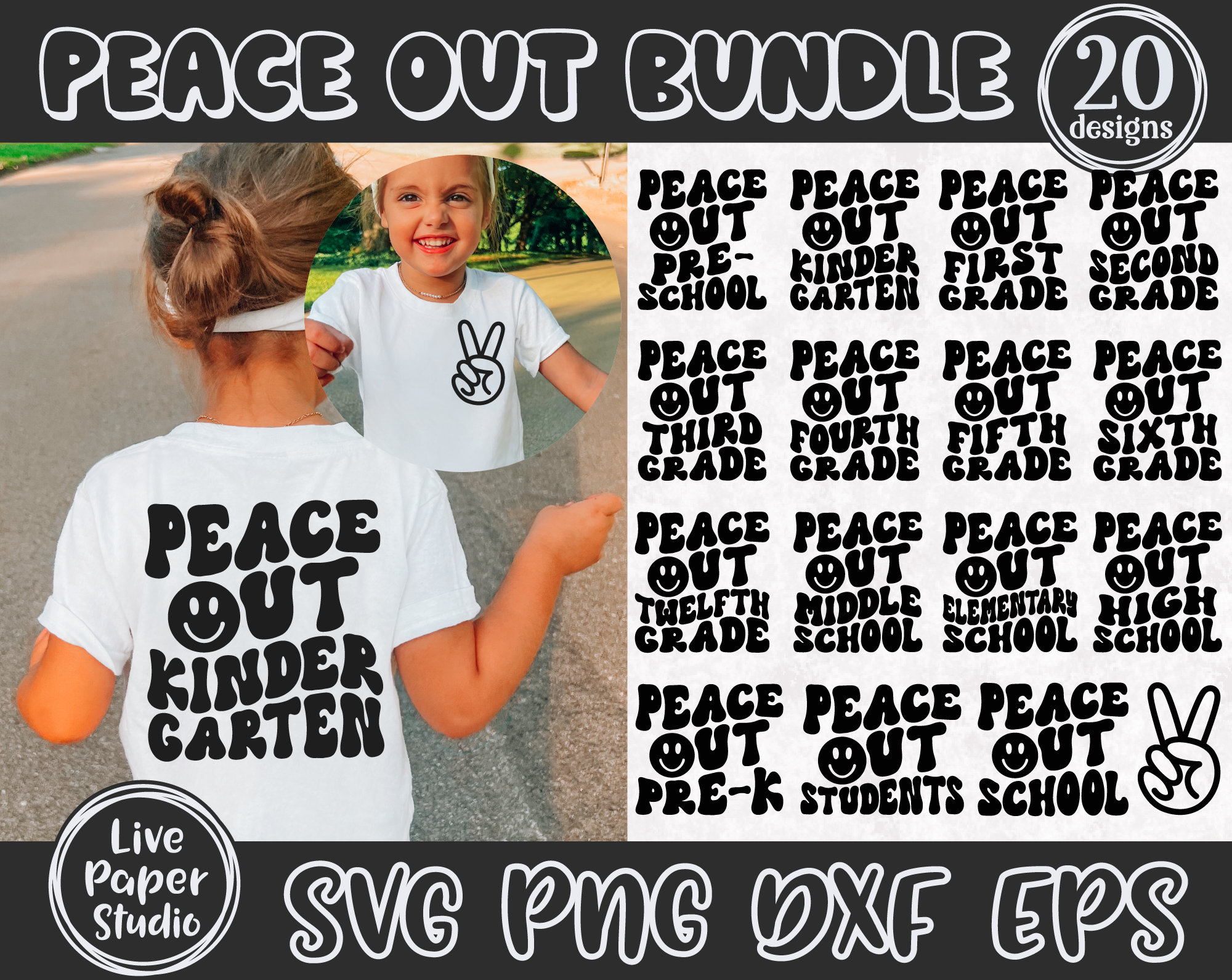 Last Day of School SVG, Peace Out School SVG Bundle, End of - Inspire ...