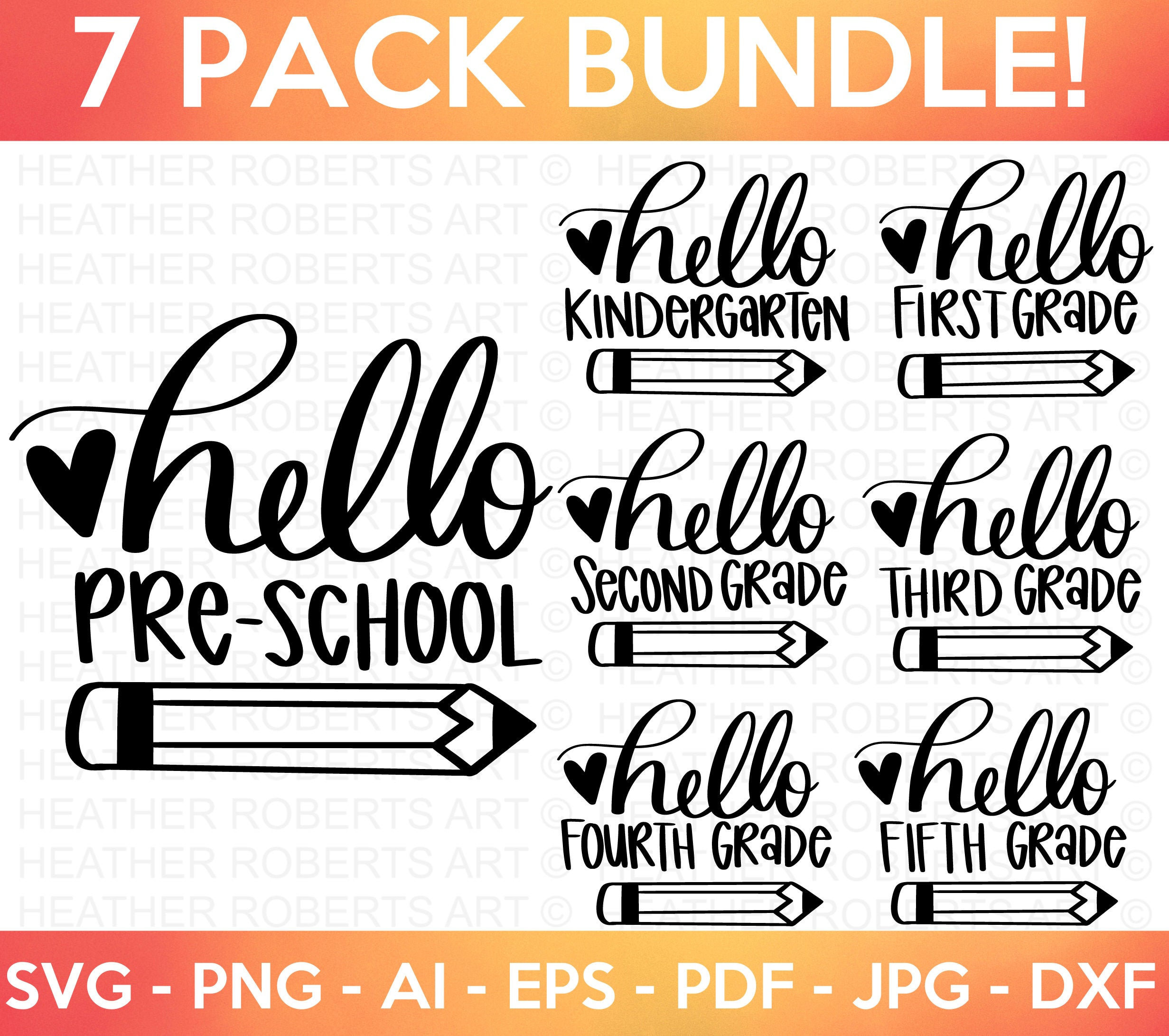 Hello School SVG Bundle, Back to School SVG, Teacher svg, Sc | Inspire ...
